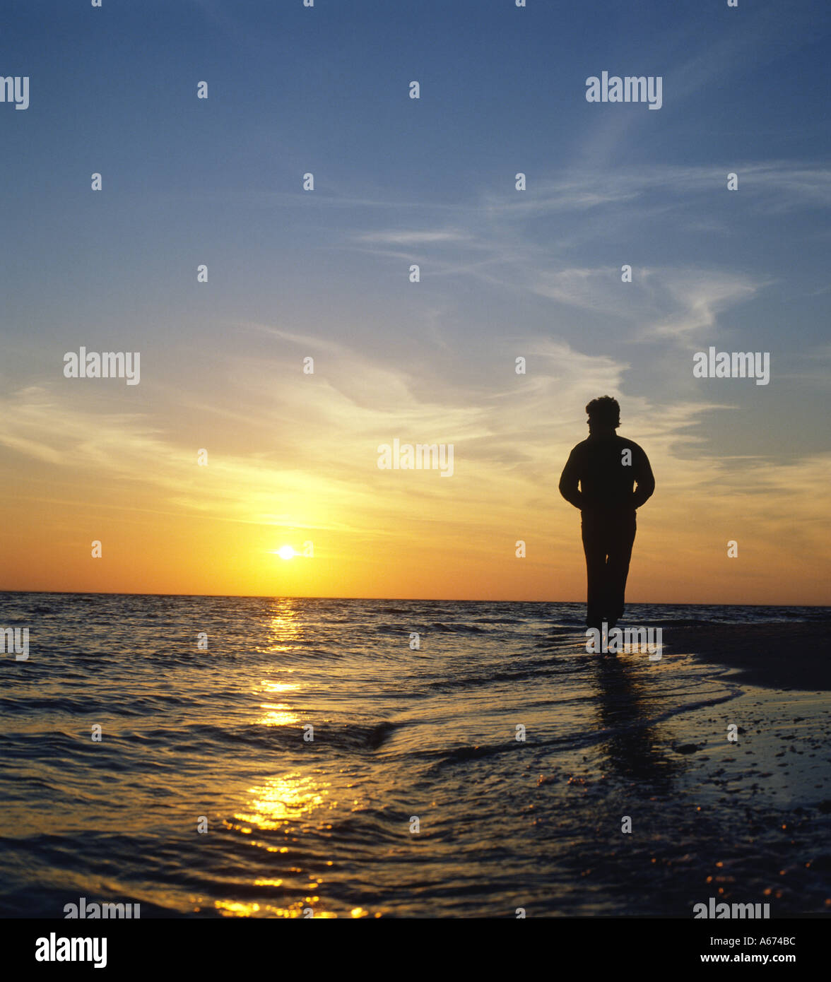 Alone At Seashore Sunset