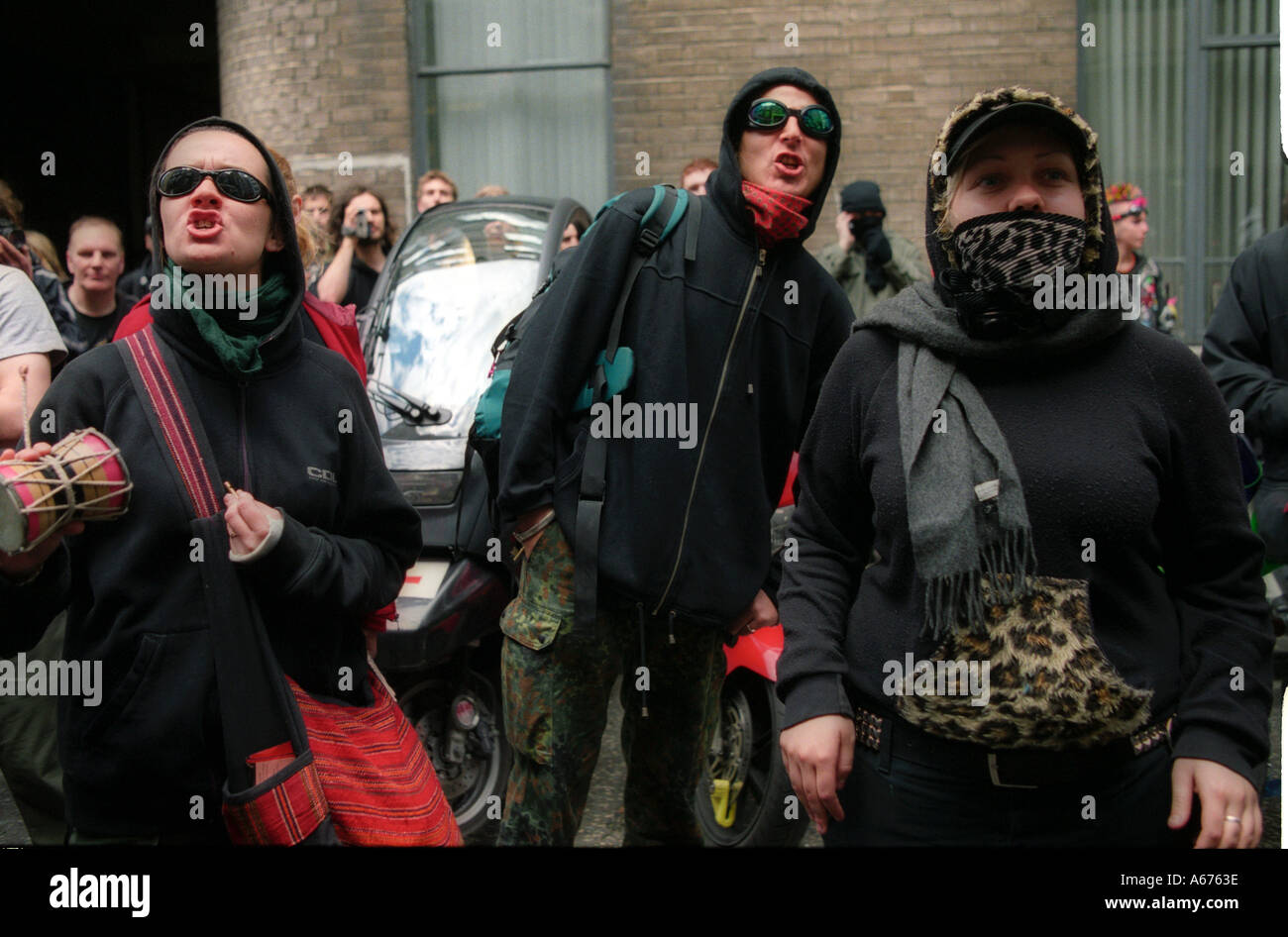 Anti-Fur Trade protesters demonstrating outside furrier warehouse on ...
