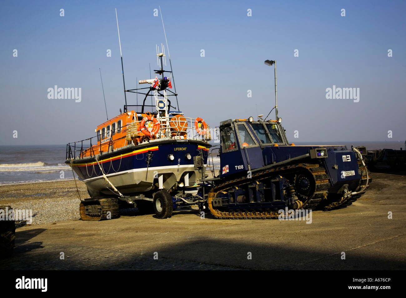 The RNLI s mersey class lifeboat on station with launch vehicle at ...