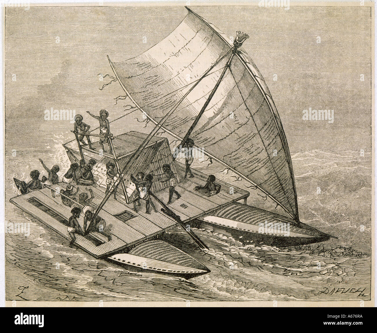 Catamaran Of Polynesia Stock Photo - Alamy