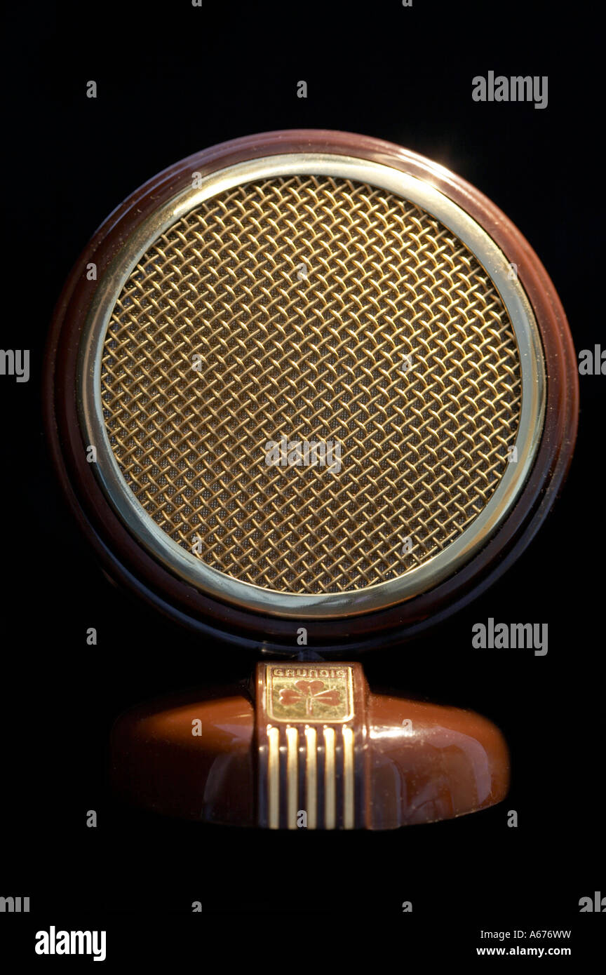 Vintage Grundig Microphone Early 50s Black Background Stock Photo - Alamy