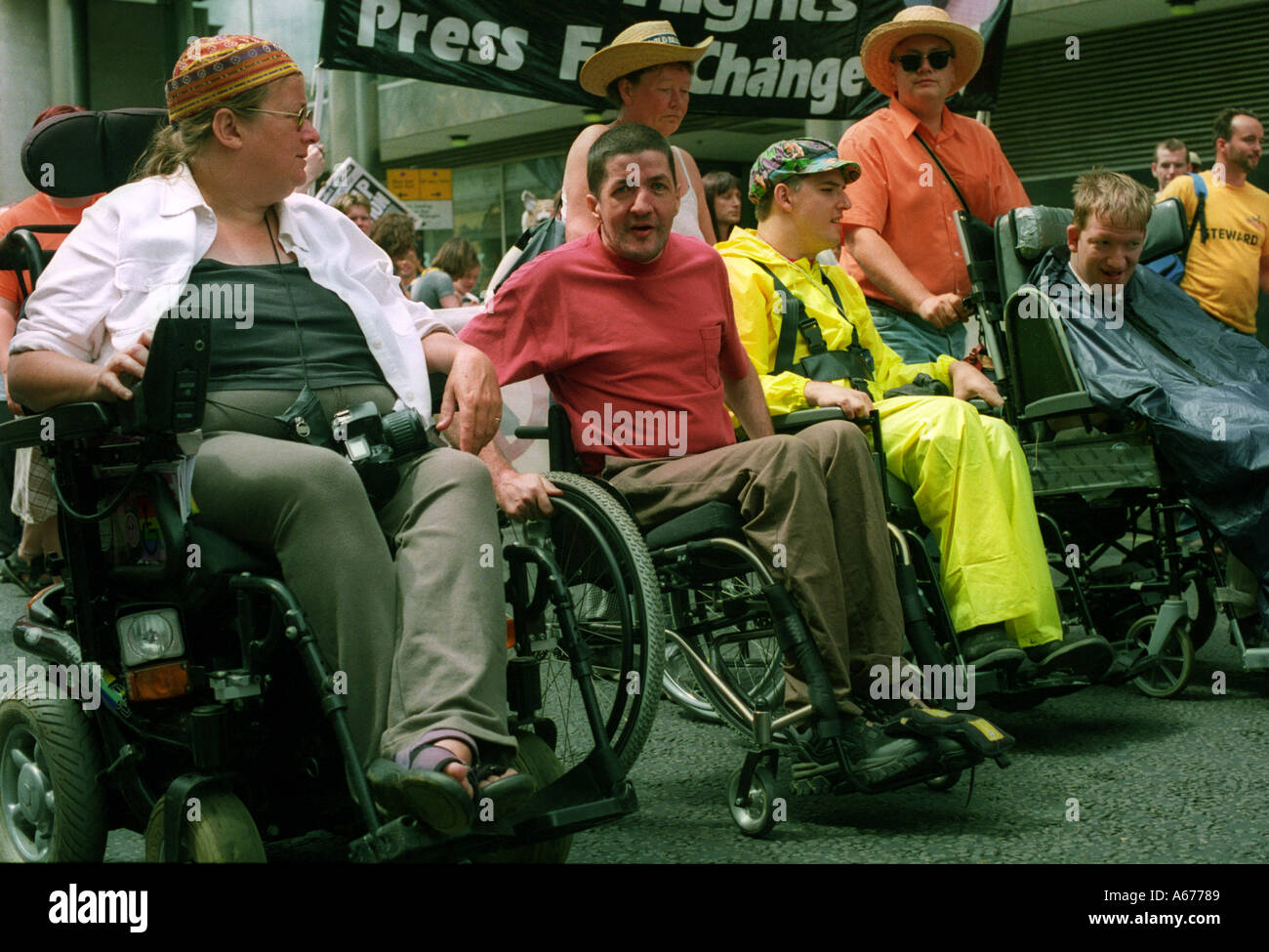 Disabled group at Gay Pride march through London Stock Photo - Alamy