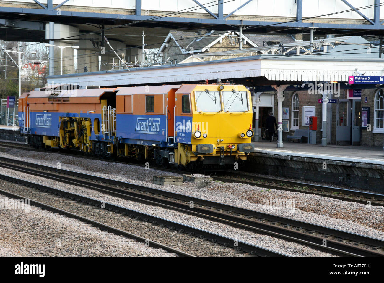 Track Maintenance Vehicle passes through Huntingdon Station Stock Photo ...