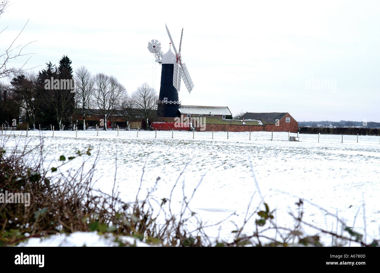 Skidby Mill during winter Stock Photo - Alamy