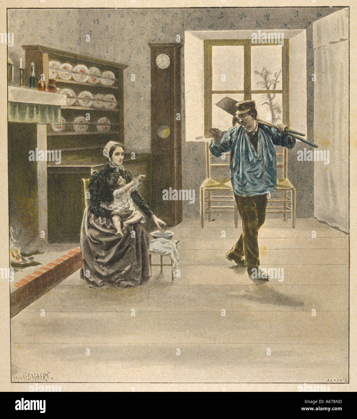 Father Leaves For Work Stock Photo - Alamy