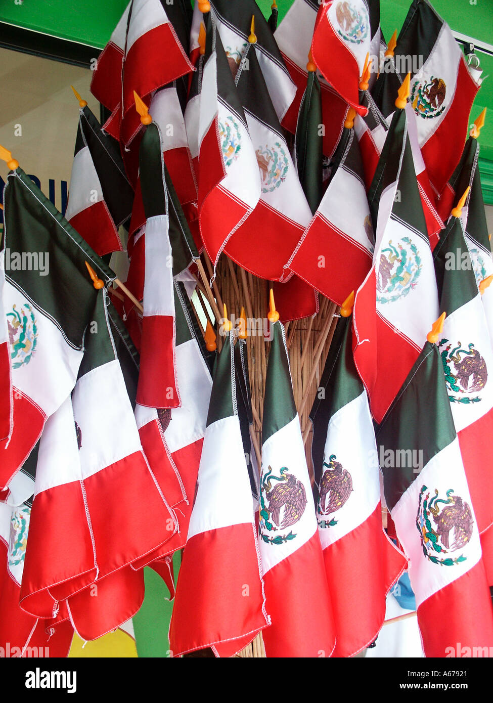Mexican flags on Quinta Avenida in Playa del Carmen, Mexico Stock Photo ...