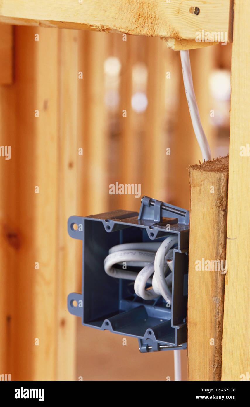 New electric switch installation in a new home construction Stock Photo ...