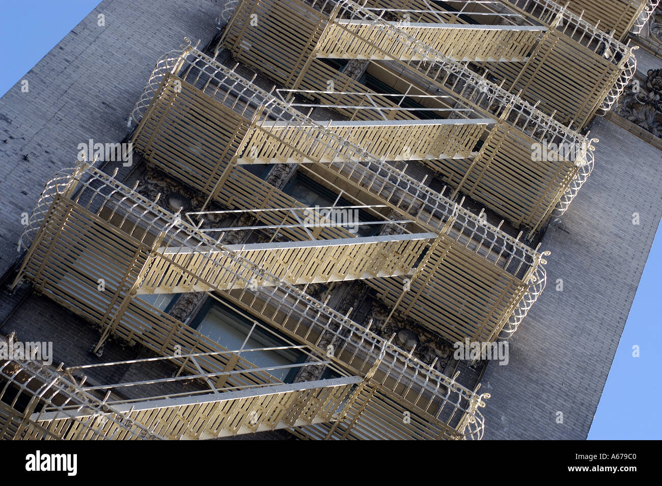 Soho Building NY street facade fire escape stairs horizontal Stock ...