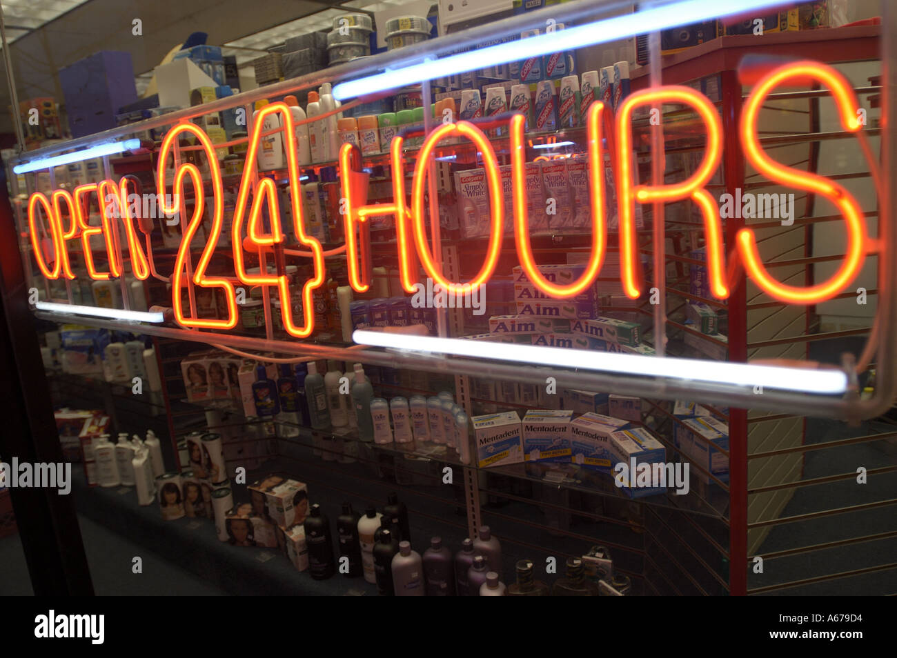 Open twenty four hours 24 sign neon store shop signs orange horizontal ...