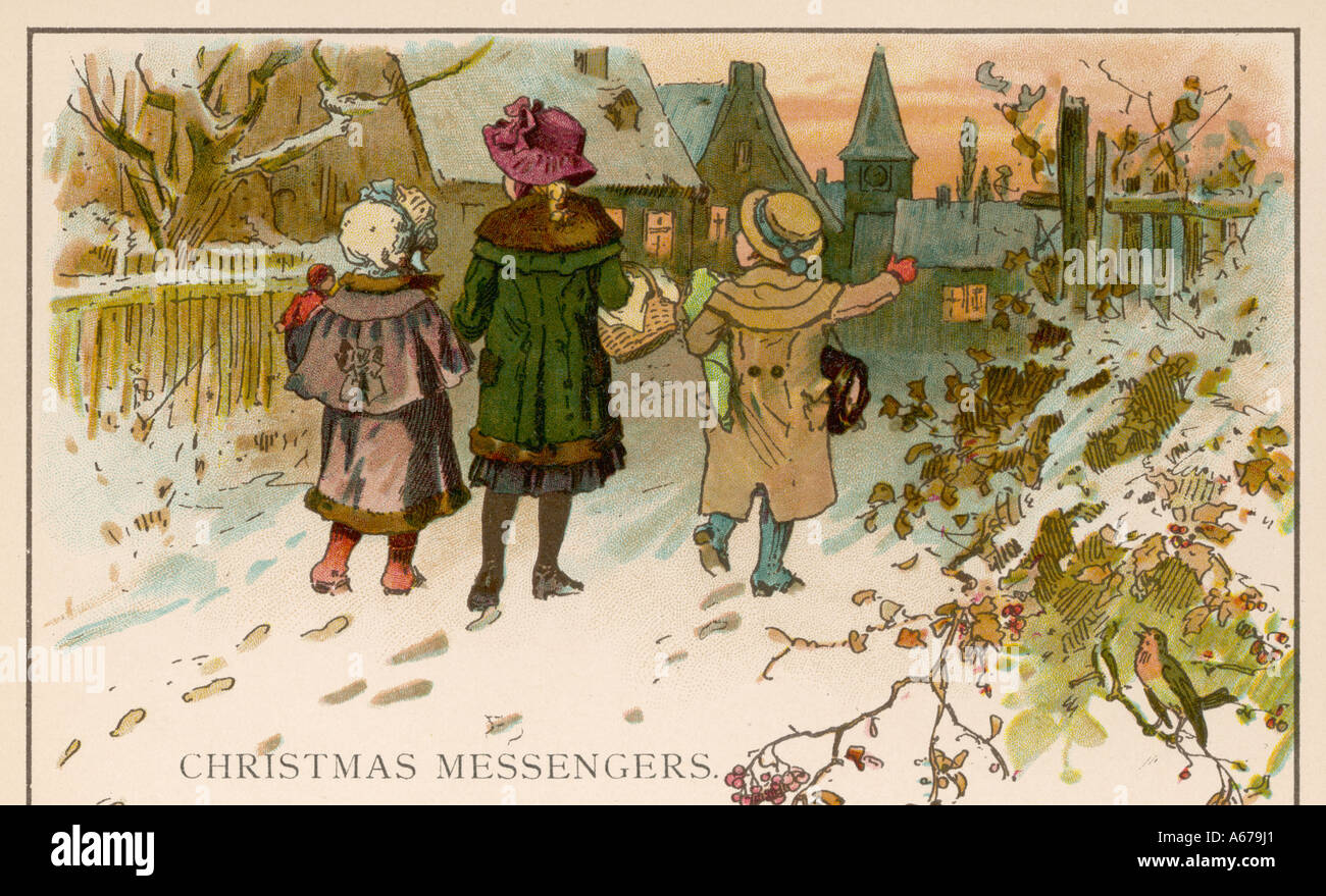 Children In Snow 1893 Stock Photo - Alamy