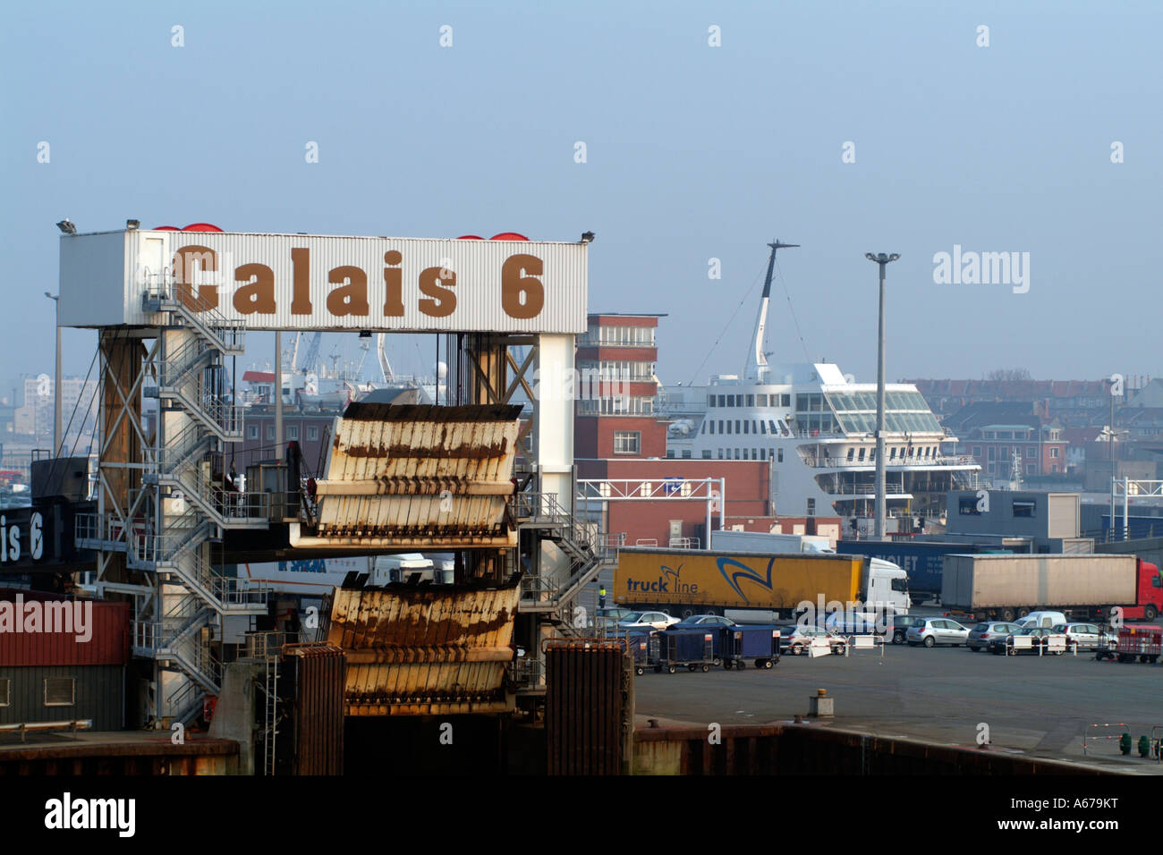 Ferry terminal and link span The Port of Calais northern France Europe ...