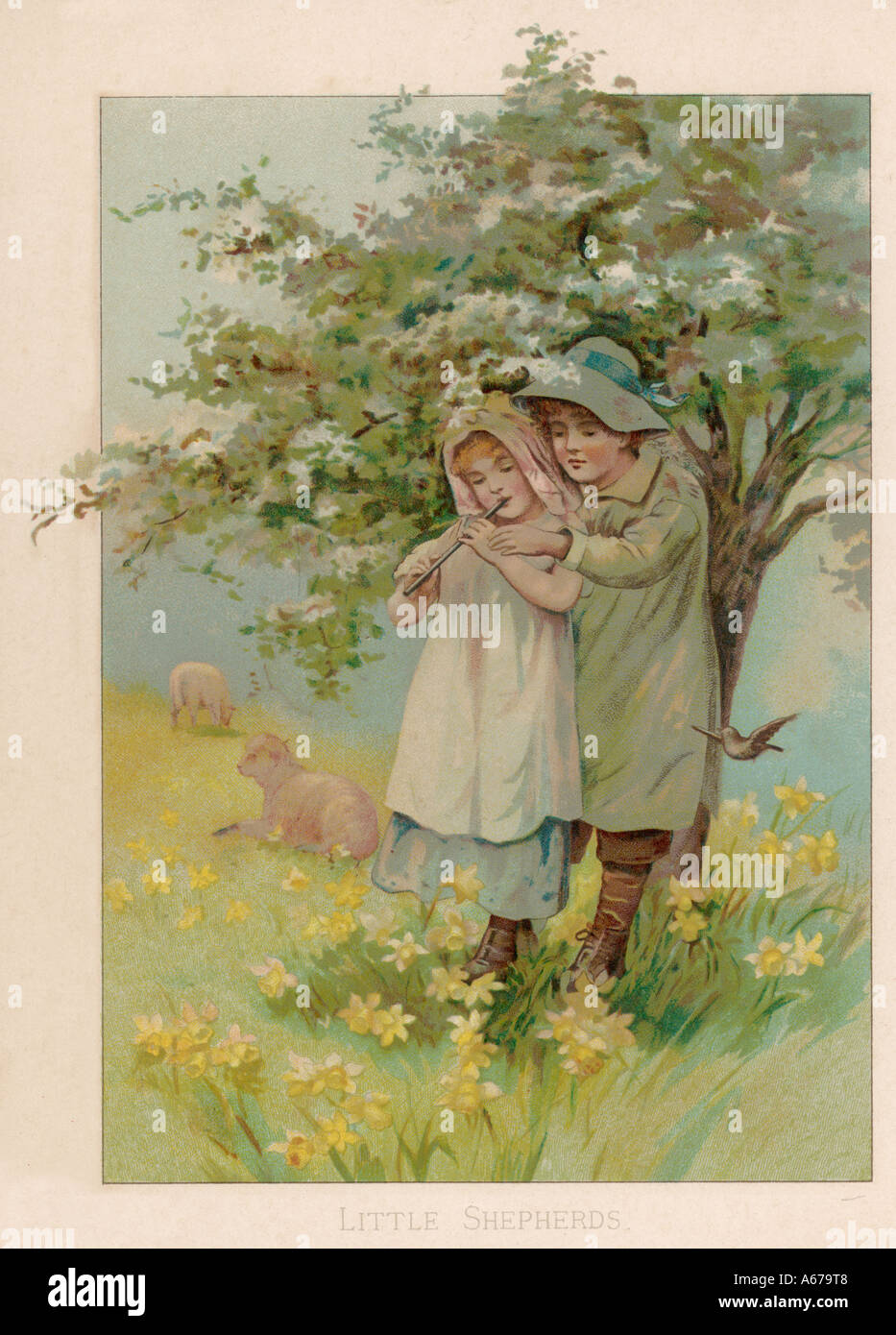Children Piping C1890 Stock Photo - Alamy