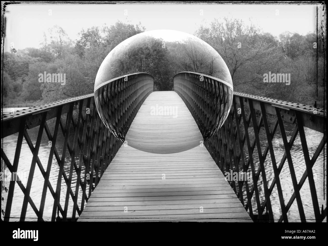 Idea Sphere floating over bridge Stock Photo - Alamy