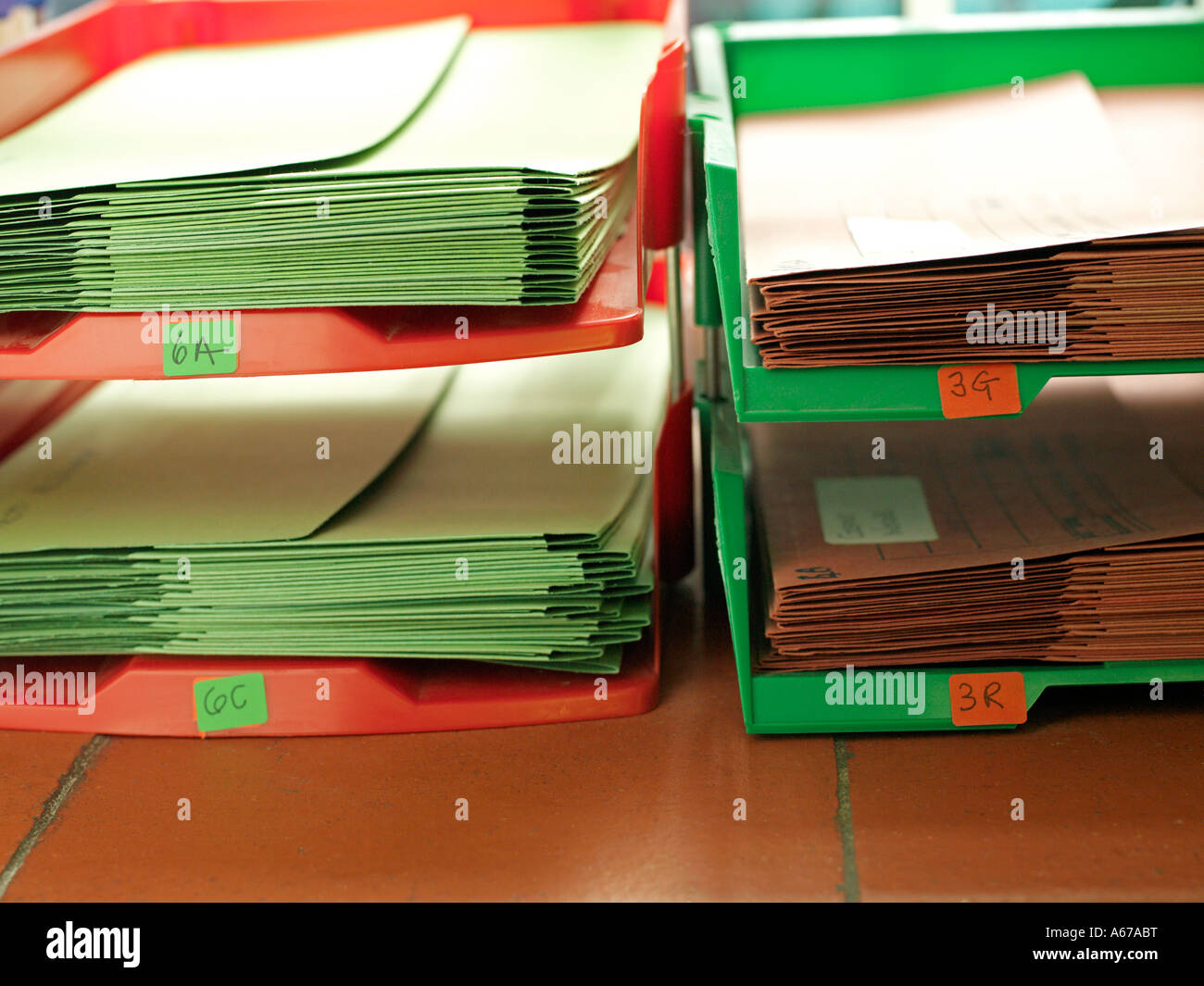 folders in tray at office Stock Photo - Alamy