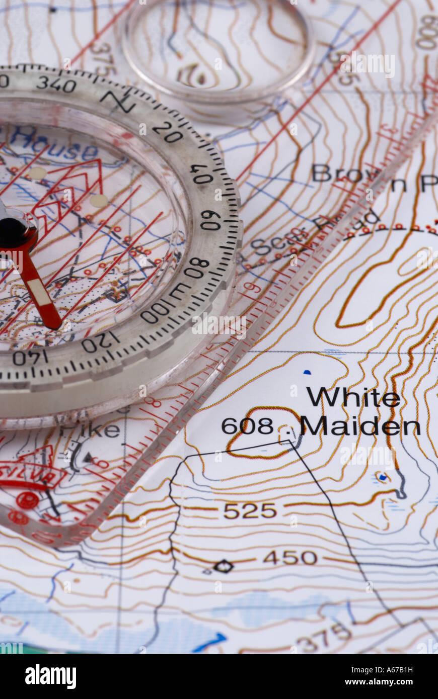 Navigation Map and Compass Stock Photo - Alamy