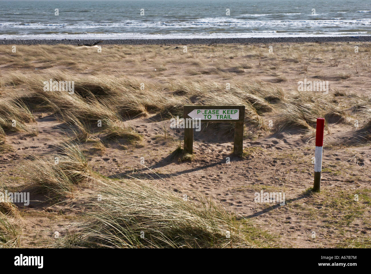 Direction Sign A waymarker sign on a sandy beach indicating the ...