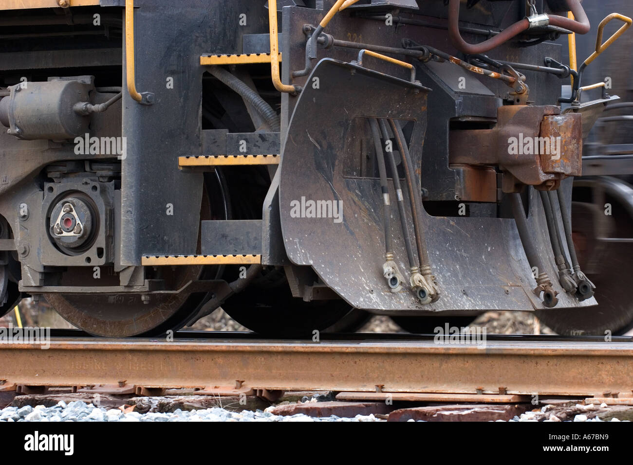 Diesel electric locomotives in train yard Stock Photo - Alamy
