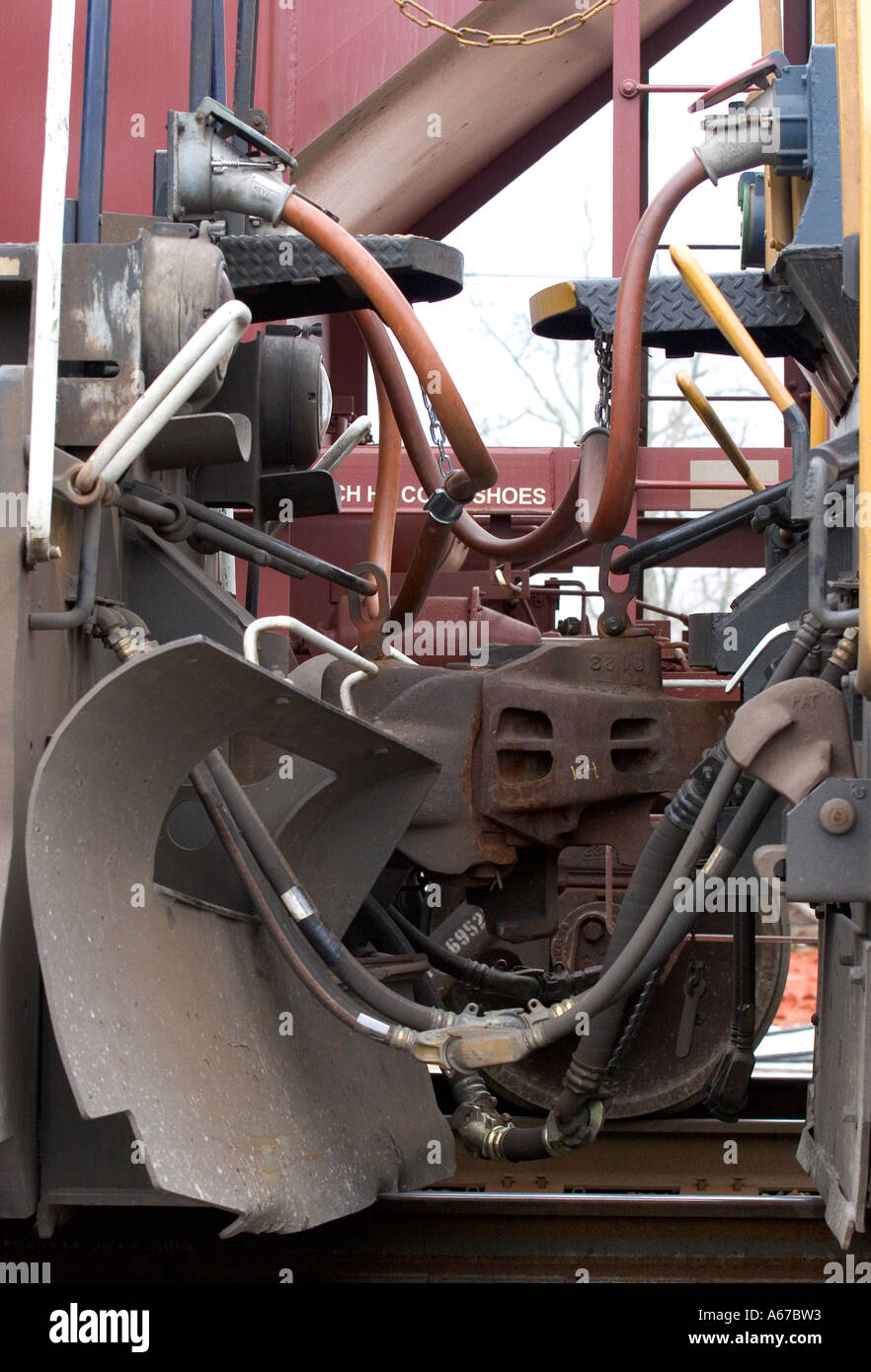 Diesel electric locomotives in train yard Stock Photo - Alamy