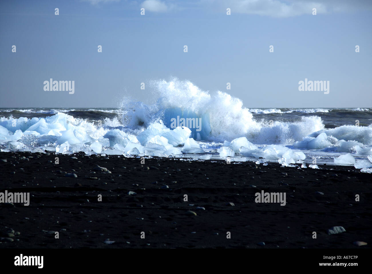 Icebergs on the black volcanic beach Iceland Stock Photo - Alamy