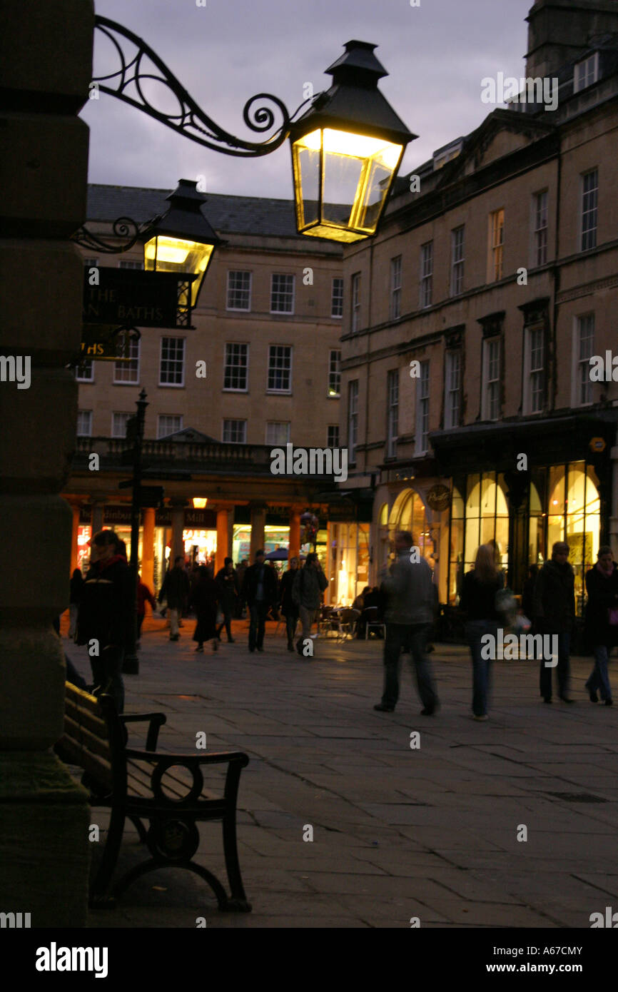 Dusk outside the Abbey in Bath Stock Photo - Alamy