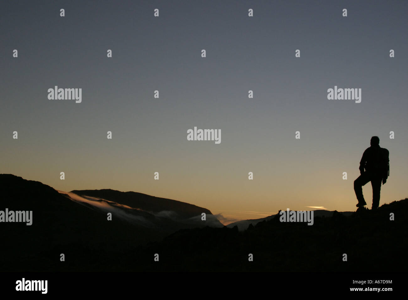 Kirk Fell at dusk, from the slopes of Dale Head, Lake District National ...