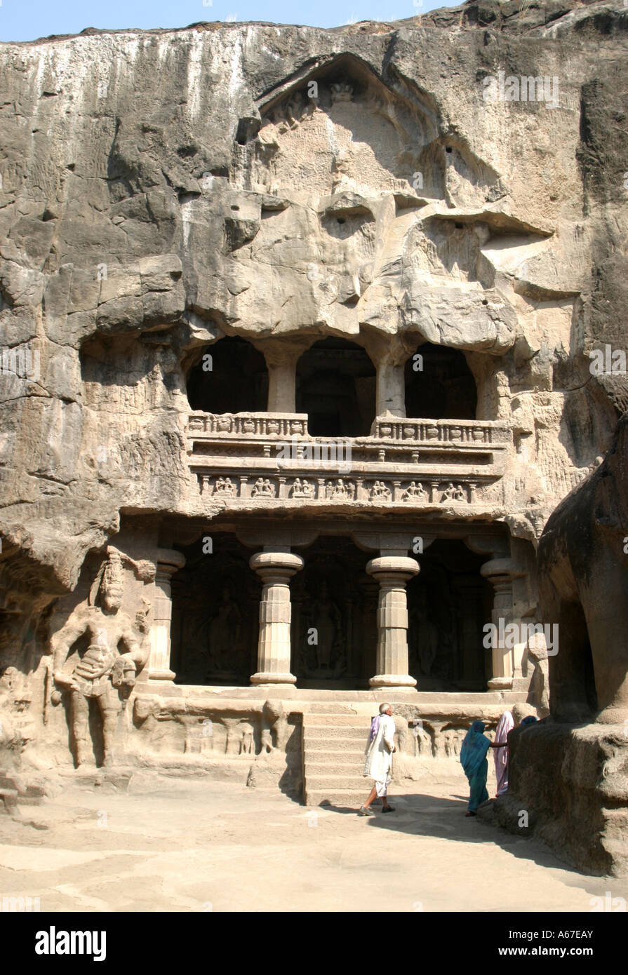 inside the Kailasa Cave at the UNESCO World Heritage Site of the Ellora ...