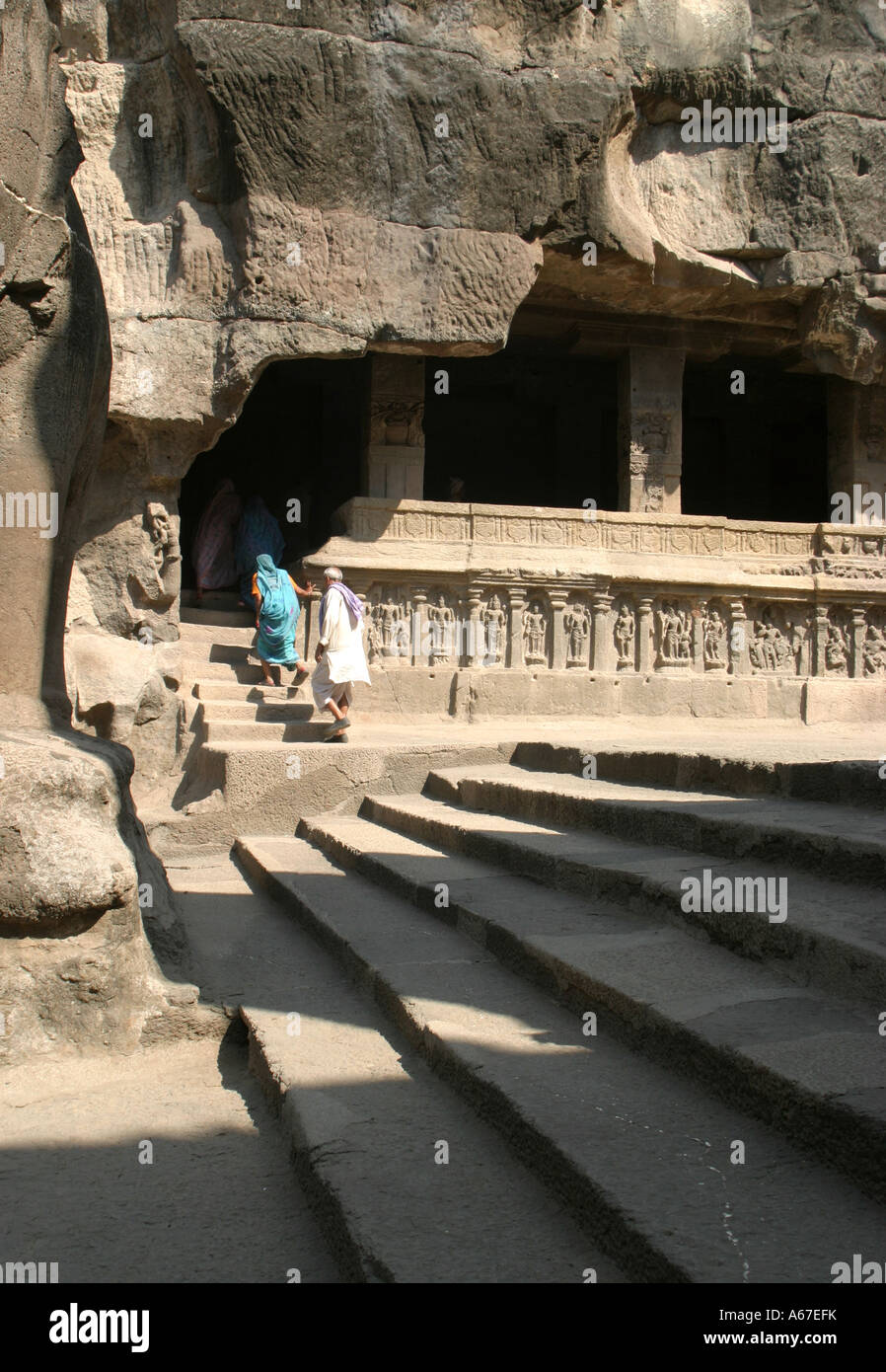 Visitors Inside the Kailasa Cave at the UNESCO World heritage Site at ...