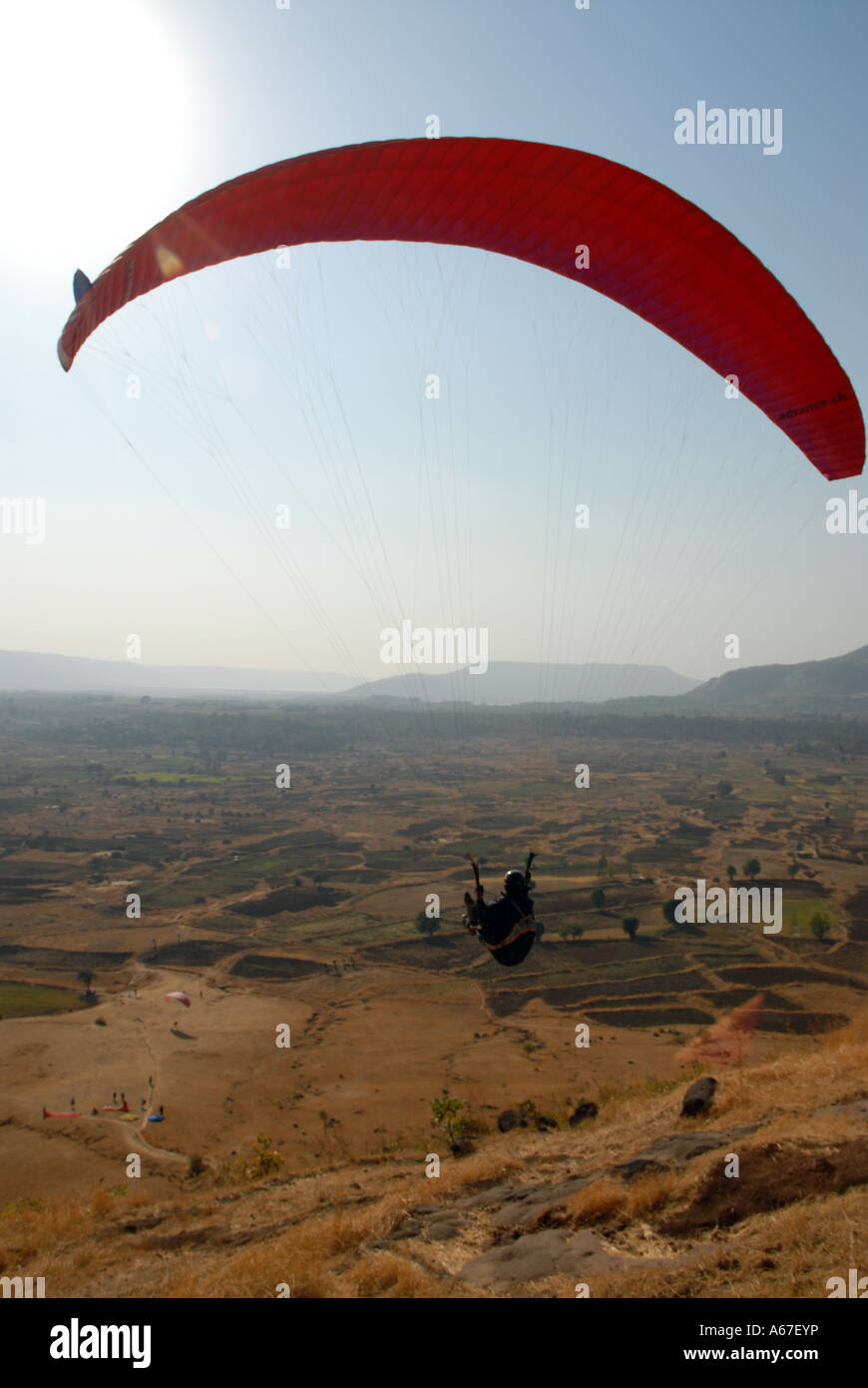 Paraglider over the Western Ghats, Kamshet, Maharashtra, India Stock ...