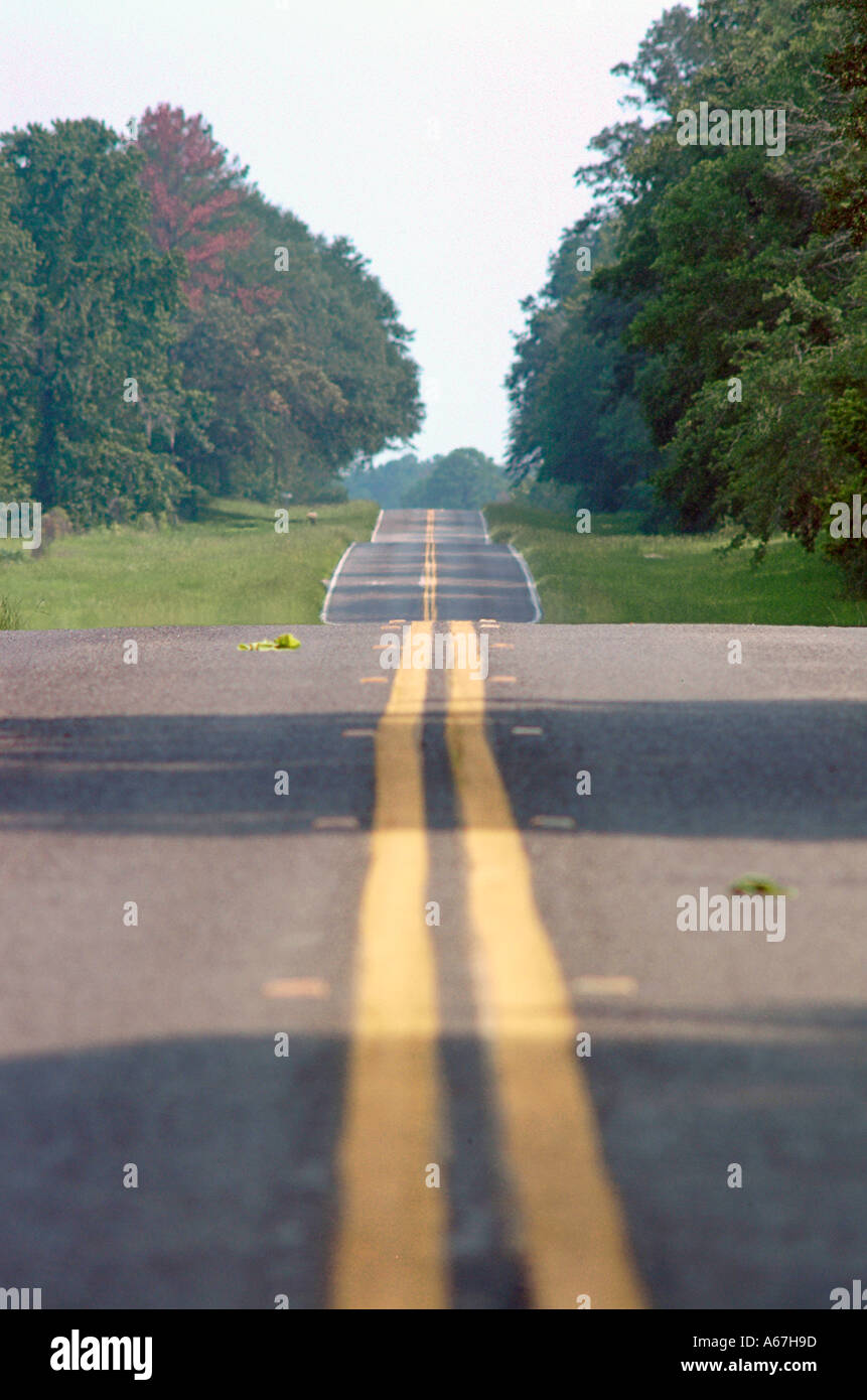 Country road streets roads Florida double yellow line Stock Photo - Alamy