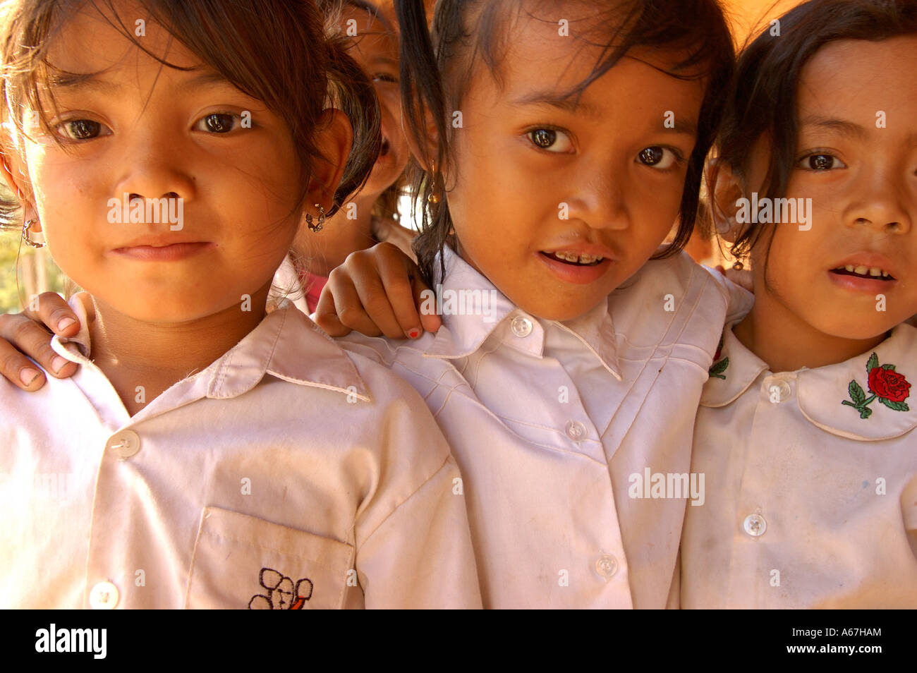 Khmer school children at the small Sras Srong school of Norkor Thom ...