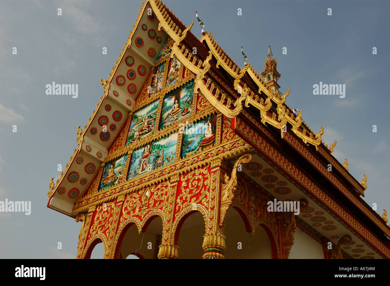 Buddhist shrine behind the Pha That Luang Temple, Ventiane, Laos (Lao ...