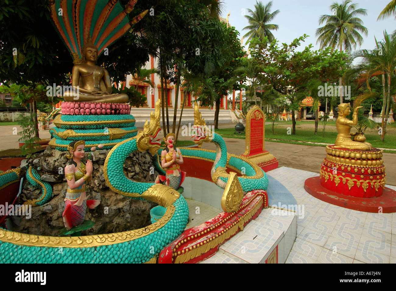 Buddhist shrine behind the Pha That Luang Temple, Ventiane, Laos (Lao ...
