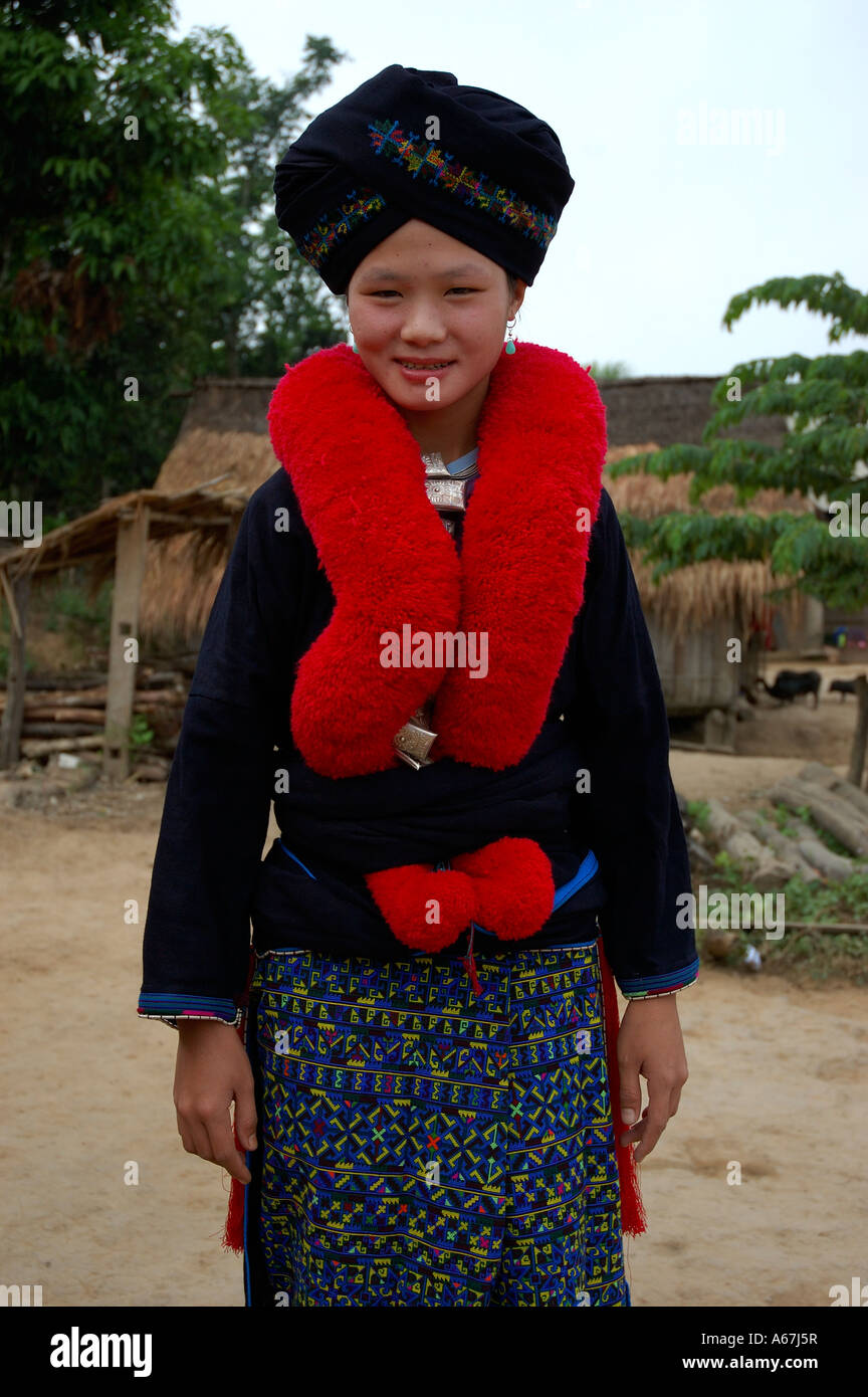 Portrait of young smiling Yao (Mien) Indigenous woman in her ...