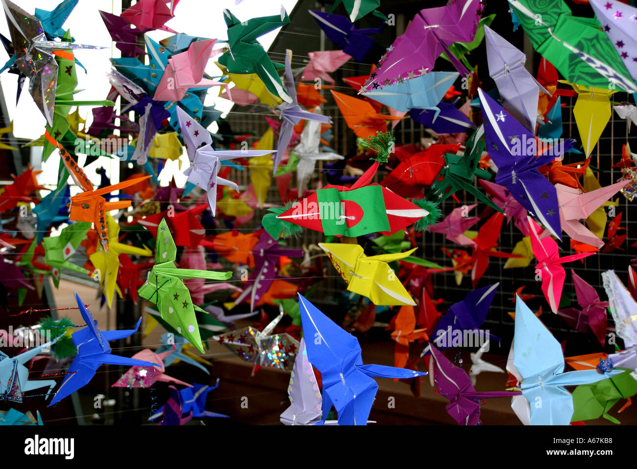 colourful oragami birds Stock Photo - Alamy