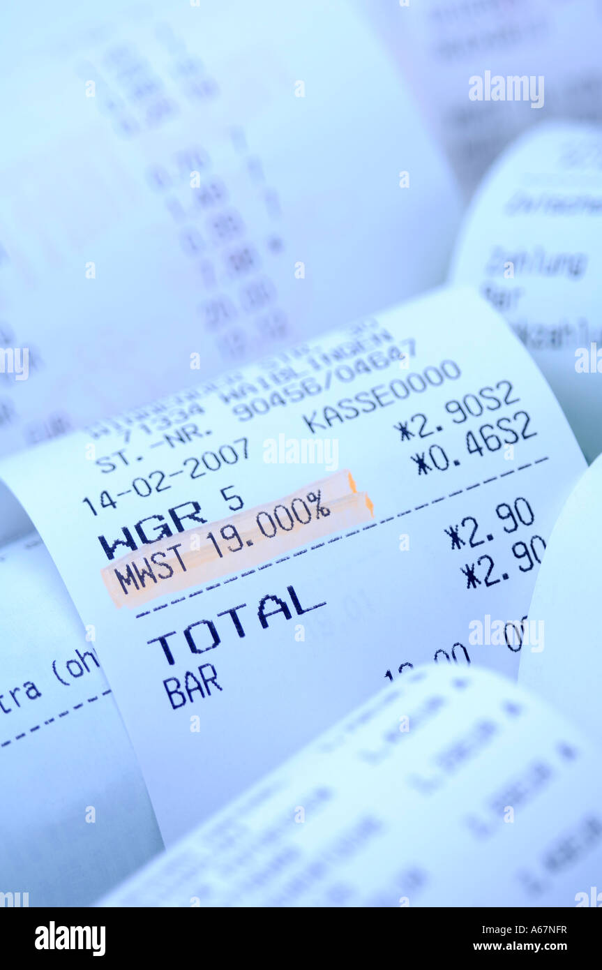 Voucher, VAT, 19 percent Stock Photo - Alamy