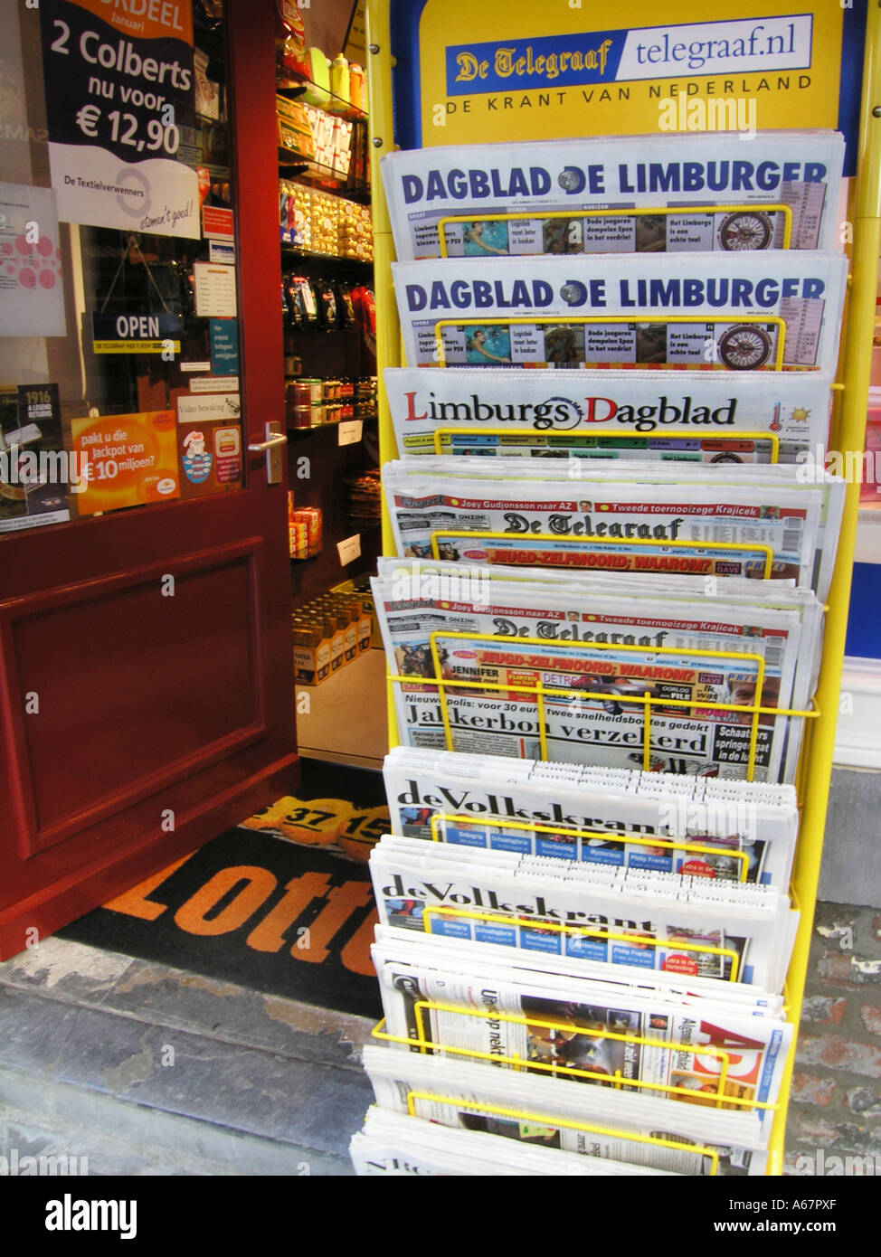 newspaper display with Dutch papers Maastricht Netherlands Stock Photo ...