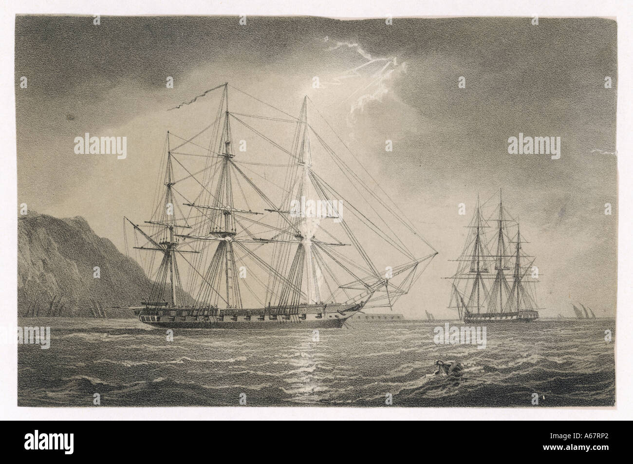 Lightning And Ship 2 Stock Photo - Alamy