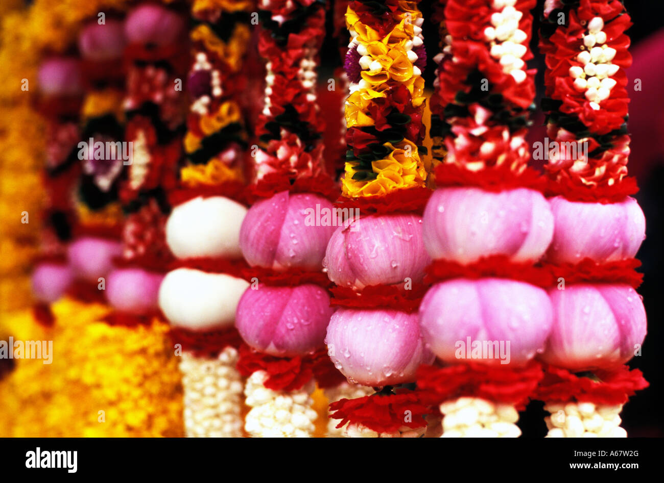 temple garlands, silom road, bangkok Stock Photo - Alamy
