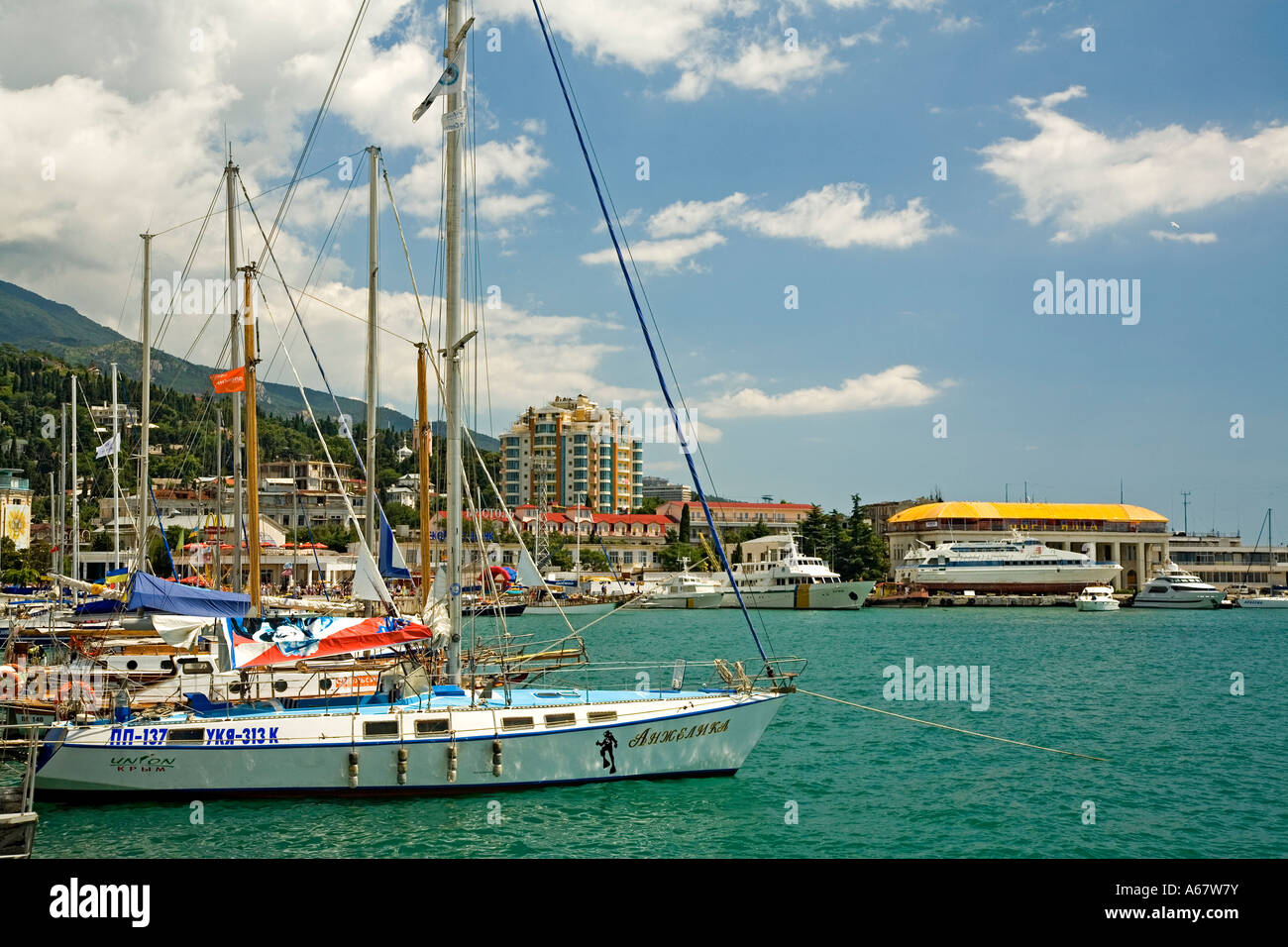 Yacht Harbour with Ships, Jalta, Crimea, Ukraine, South-Easteurope ...