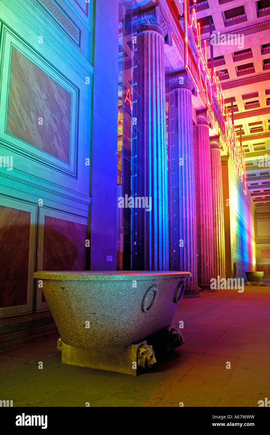 Illuminated old museum during festival of lights in berlin, germany ...