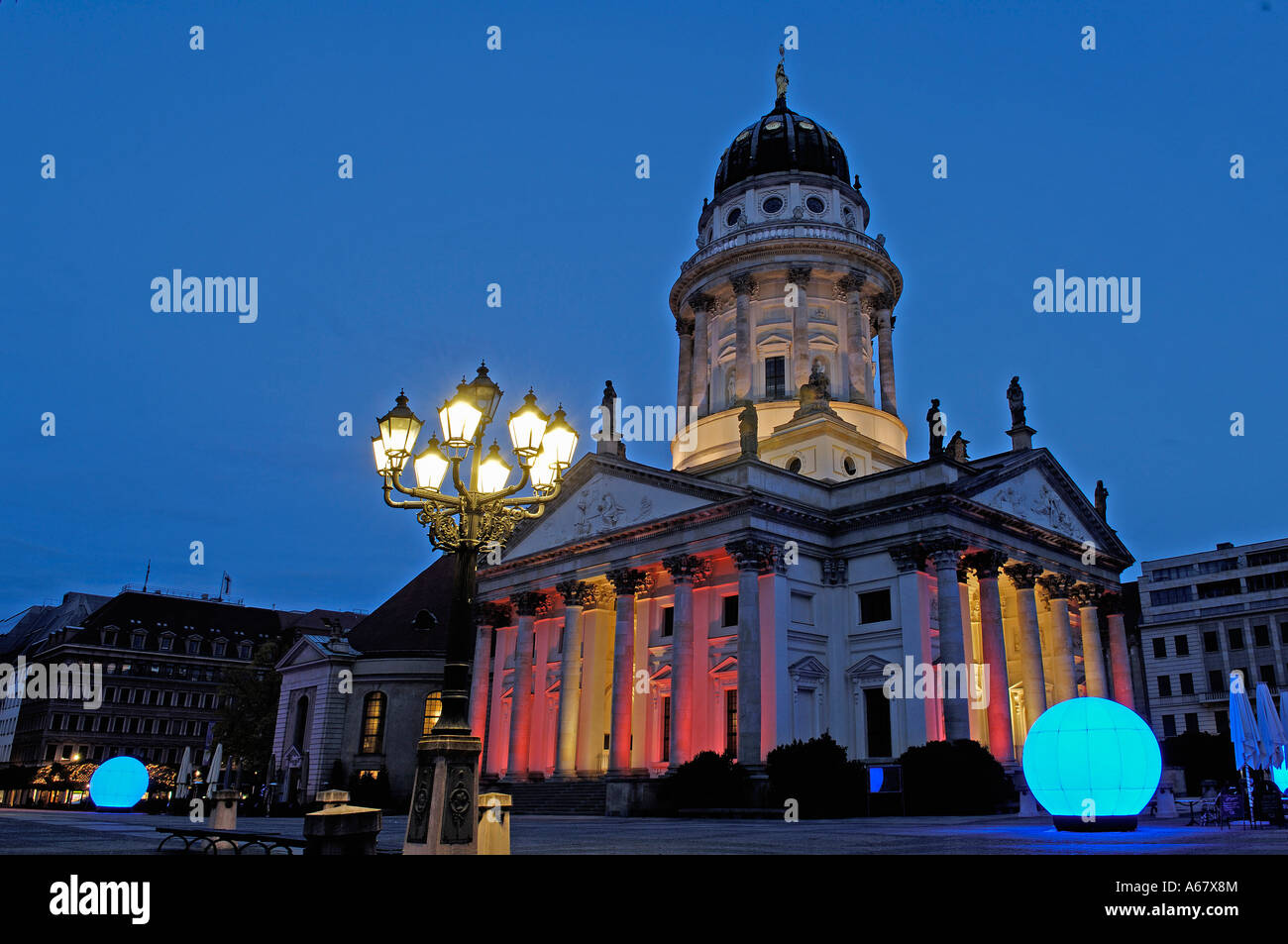 Illuminated french dome during festival of lights in berlin, germany ...
