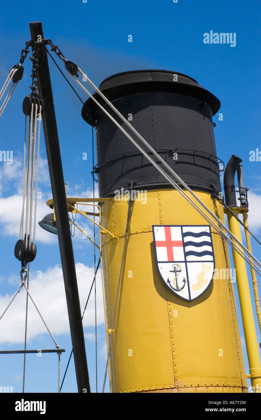 Stock photograph of the funnel of the vintage steam tug Willian C Daldy ...