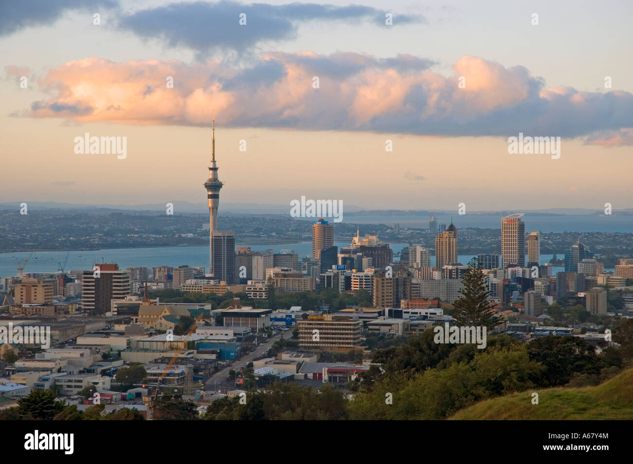 Stock photograph of the skyline of Auckland city in New Zealand at ...
