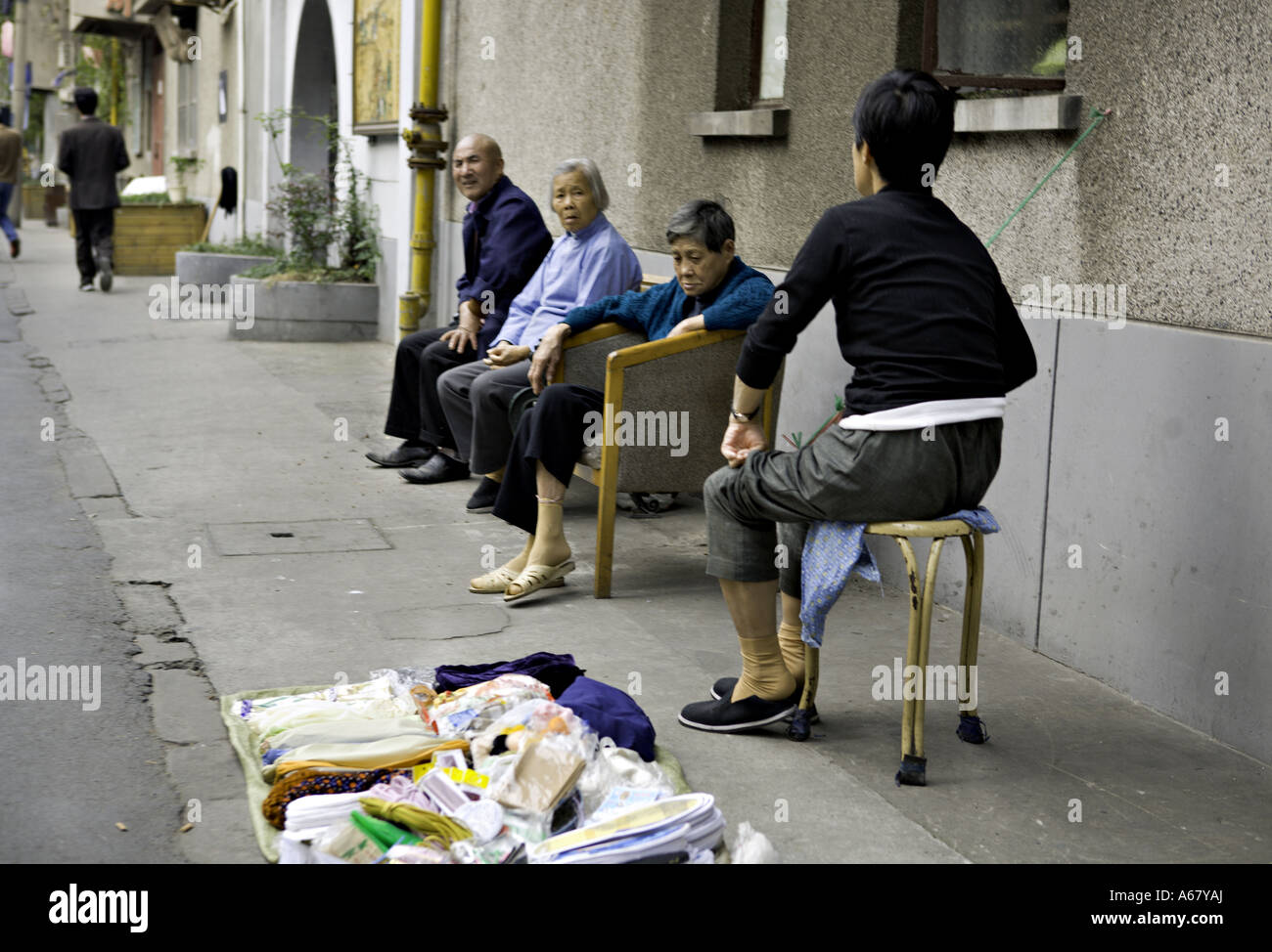 CHINA SHANGHAI Elderly Chinese sitting outside a retirement home in ...