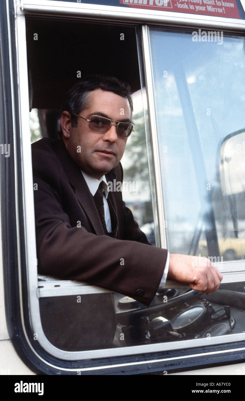 Coach driver on bus Stock Photo - Alamy