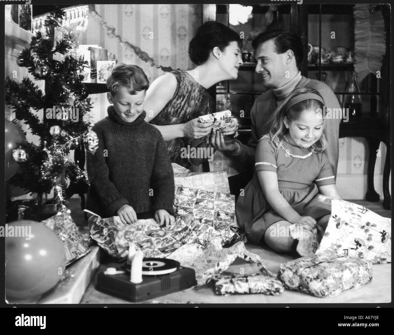 Presents christmas Black and White Stock Photos & Images - Alamy