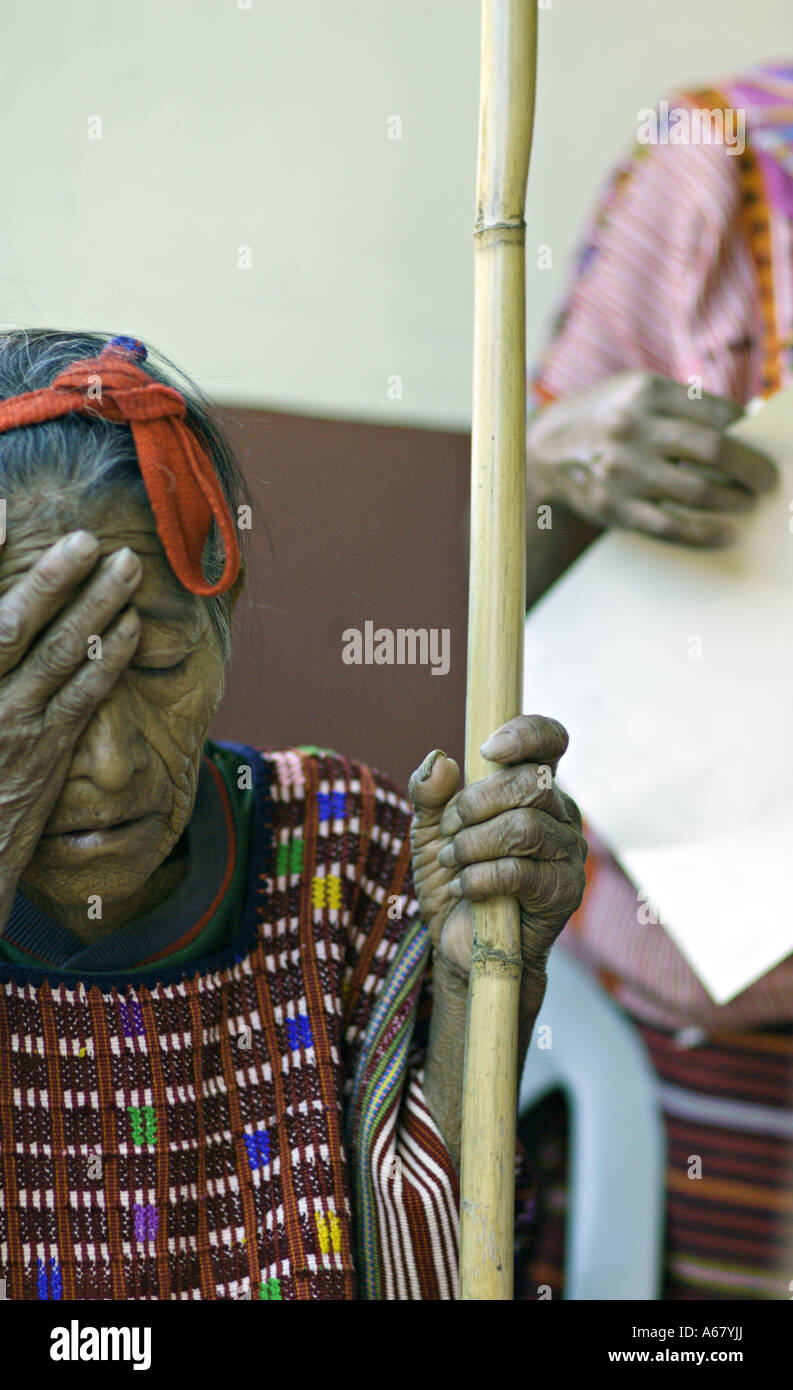 GUATEMALA ACAL An elderly Maya Mam woman in obvious pain Stock Photo ...