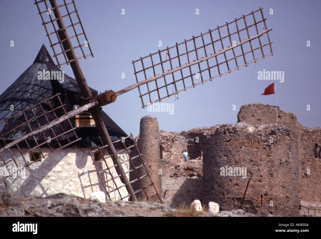 Windmills in Don Quixote country, New Castile, Spain Stock Photo - Alamy
