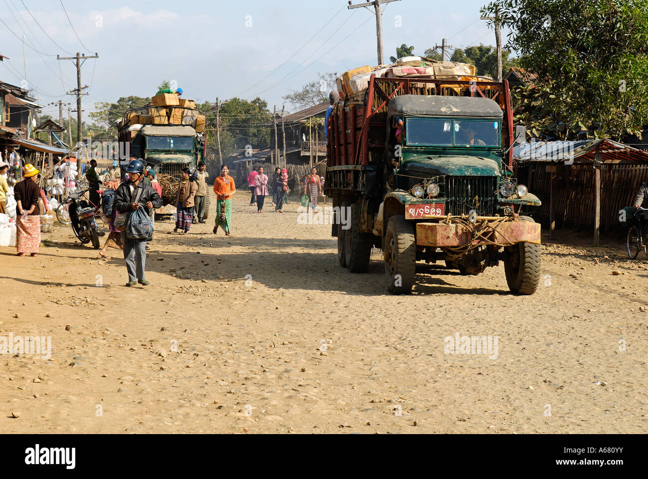 Old truck at the market in Putao, Kachin State, Myanmar Stock Photo - Alamy