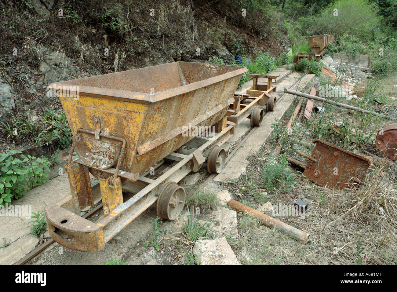 Mine car at Disused Gold mine Barberton Mpumalanga Province South ...
